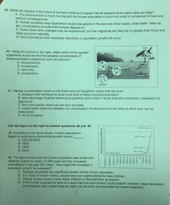 Solved What will happen in the future if humans continue to | Chegg.com