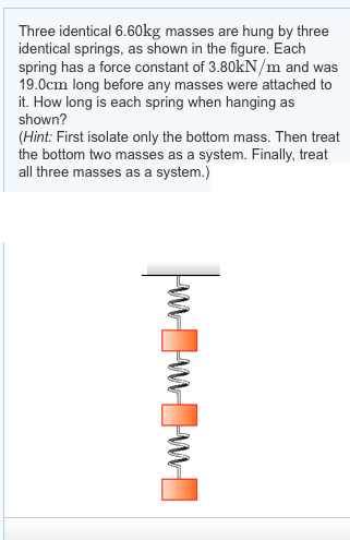 Solved A. Bottom Spring: l1 = B. Middle Spring l2 = C. Top | Chegg.com