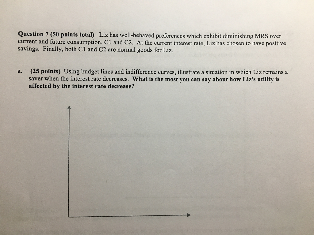 Solved Liz has well-behaved preferences which exhibit | Chegg.com