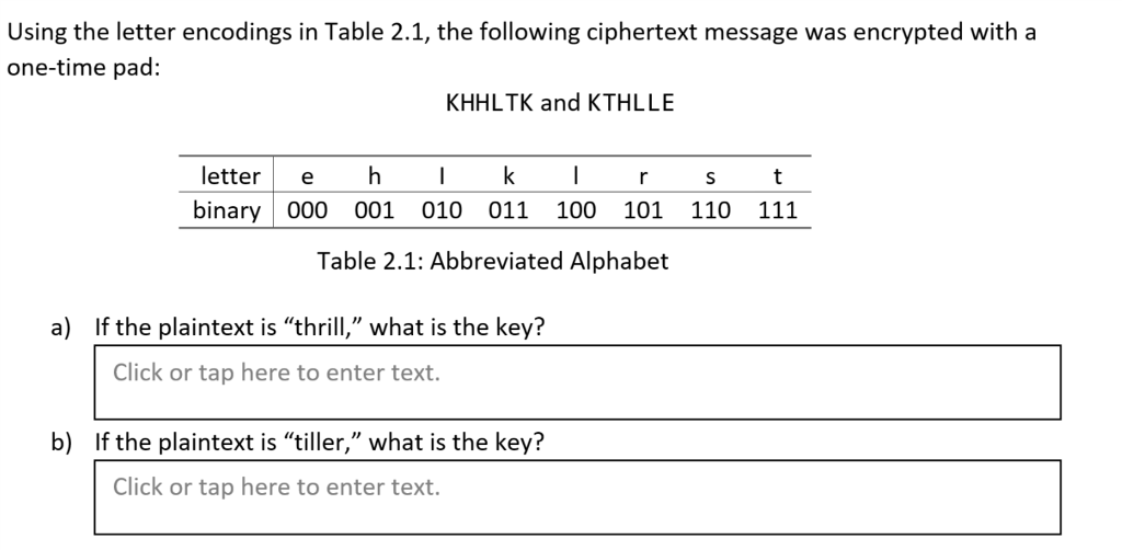 Solved Using the letter encodings in Table 2.1, the | Chegg.com