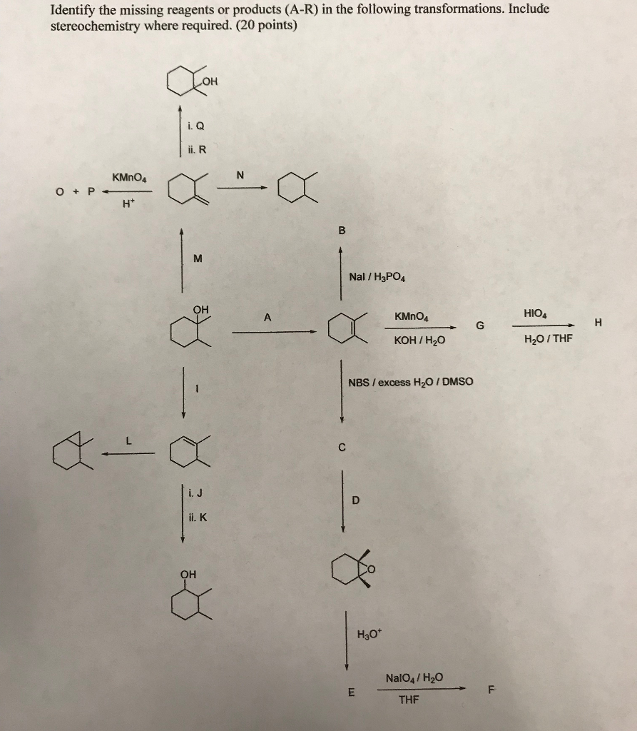 Solved Identify the missing reagents or products (A-R) in | Chegg.com