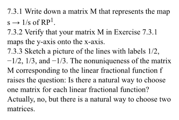 Solved Write down a matrix M that represents the map s | Chegg.com