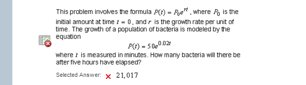 Solved This problem involves the formula p(t) - P0ert . | Chegg.com