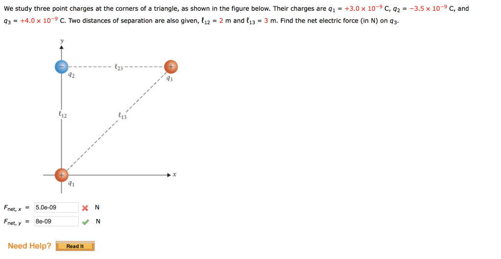 Solved We study three point charges at the corners of a | Chegg.com