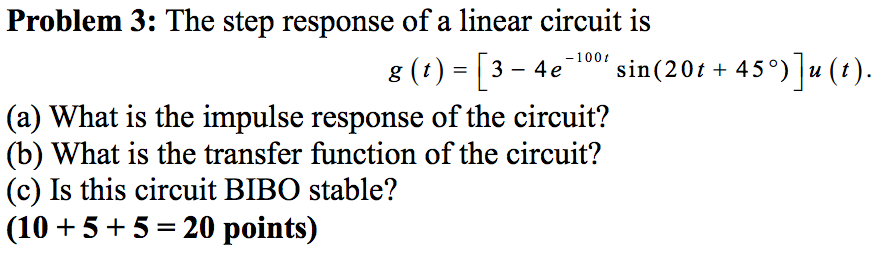 Solved Step Response, impulse response, BIBO of a Circuit | Chegg.com
