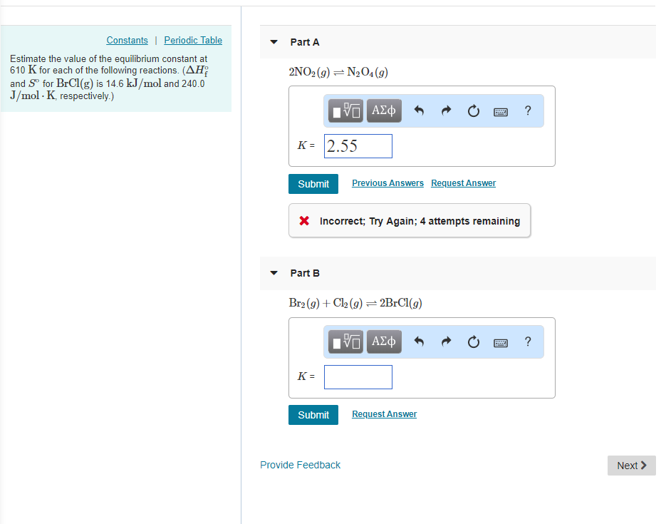 Solved Constants| Periodic Table Part A Estimate the value | Chegg.com