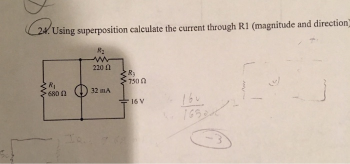 Solved Using superposition calculate the current through R1 | Chegg.com