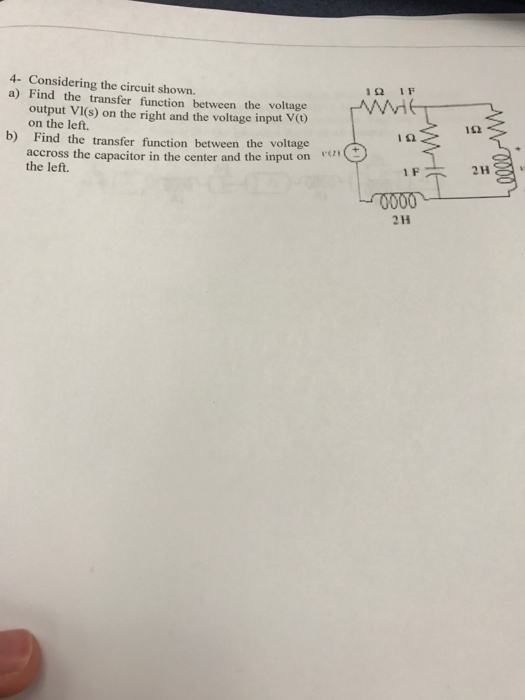 Solved Considering the circuit shown. Find the transfer | Chegg.com