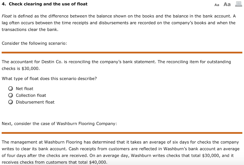 Solved 4. Check clearing and the use of float Aa Aa E Float | Chegg.com