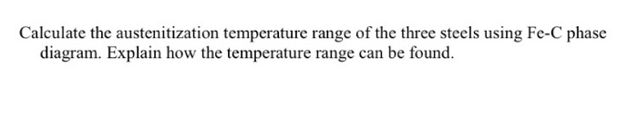 Solved Calculate the austenitization temperature range of | Chegg.com