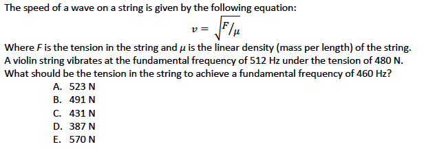Solved The speed of a wave on a string is given by the | Chegg.com