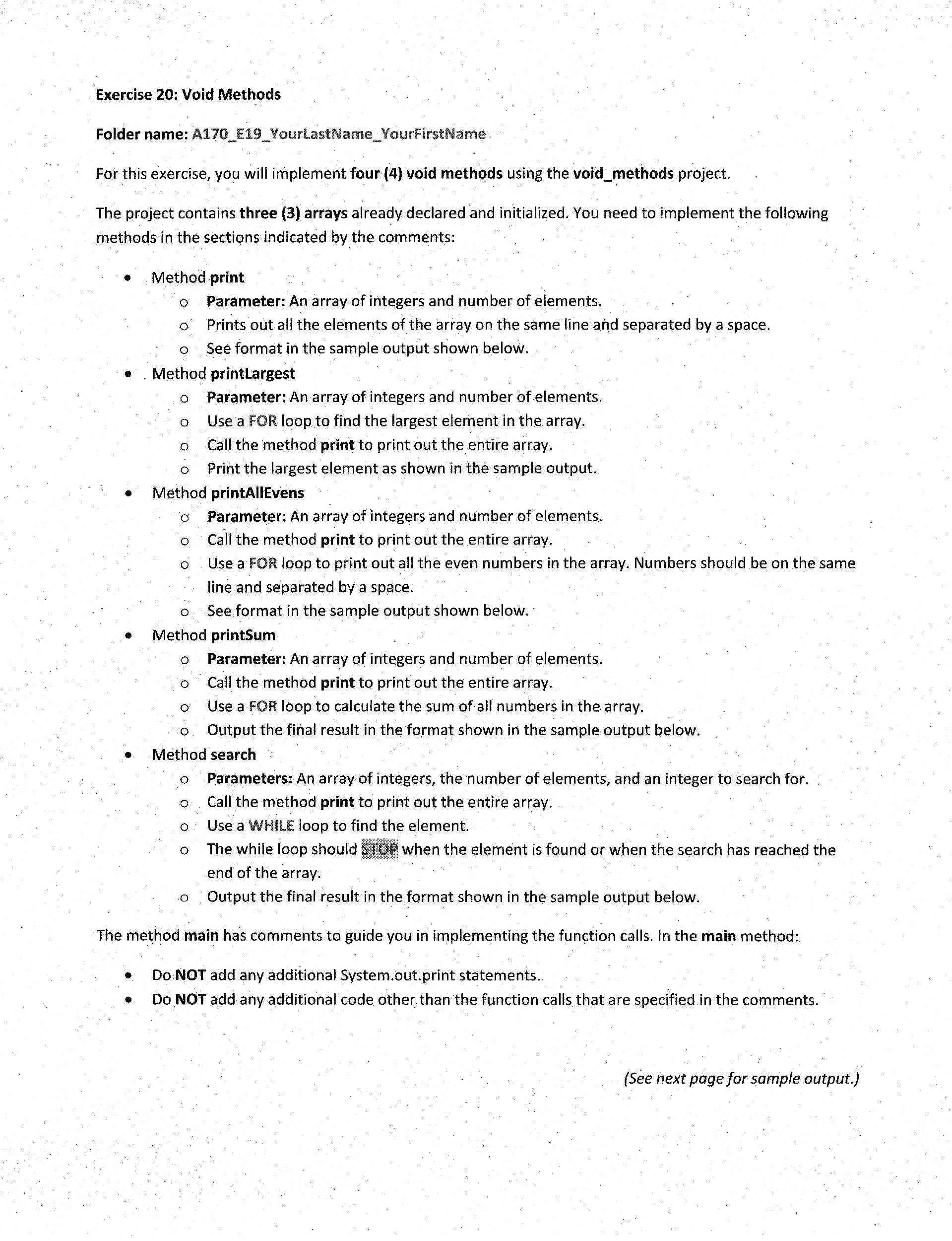 Solved Exercise 20 - In Java - Please read directions | Chegg.com