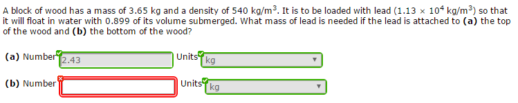 Solved A block of wood has a mass of 3.65 kg and a density | Chegg.com
