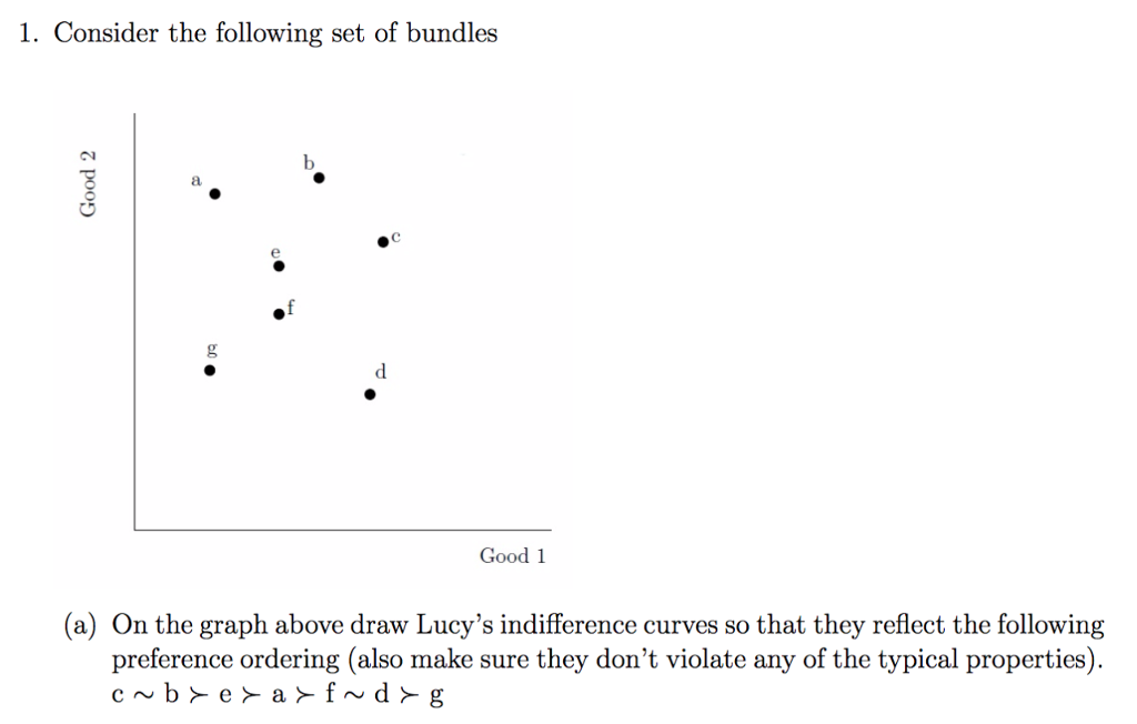 Solved 1. Consider the following set of bundles Good 1 (a) | Chegg.com