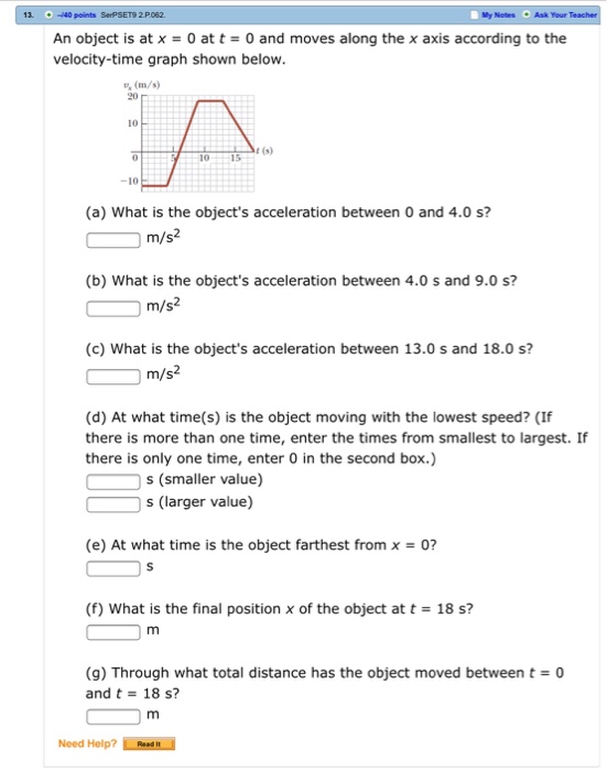 Solved An object is at x = 0 at t = 0 and moves along the x | Chegg.com