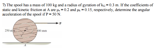 Solved The spool has a mass of 100 kg and a radius of | Chegg.com