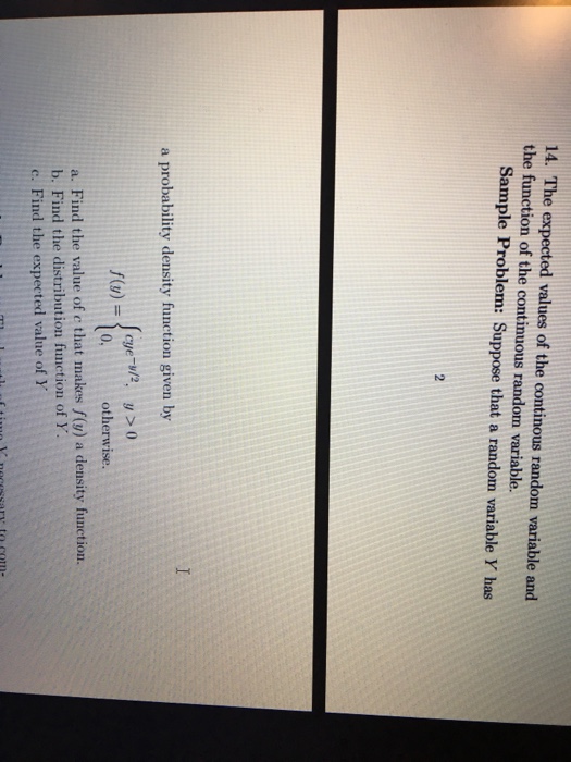 Solved The expected values of the continuous random variable | Chegg.com