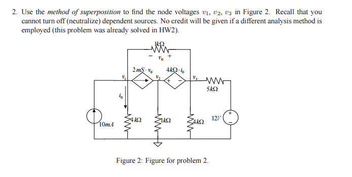 Solved 2. Use the method of superposition to find the node | Chegg.com