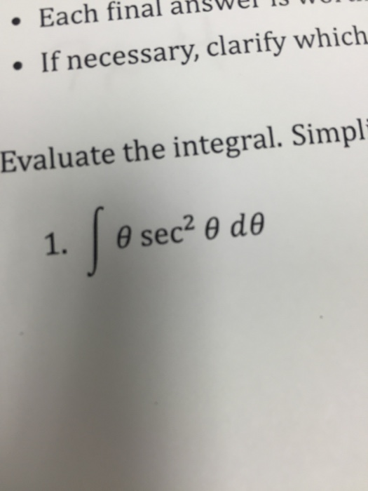 Solved Evaluate the integral. Simplify integral theta sec^2 | Chegg.com