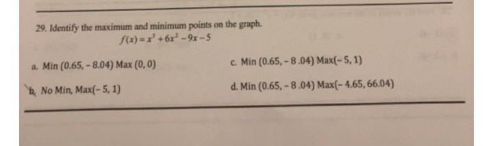Solved 29. Identify the maximum and minimum points on the | Chegg.com
