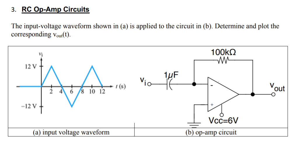 Solved 3. RC Op-Amp Circuits The input-voltage waveform | Chegg.com