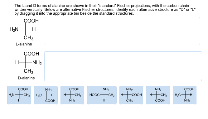 Solved The L and D forms of alanine are shown in their | Chegg.com
