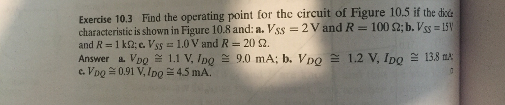 Solved Find the operating point for the circuit of figure | Chegg.com