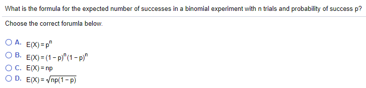 Solved What is the formula for the expected number of | Chegg.com