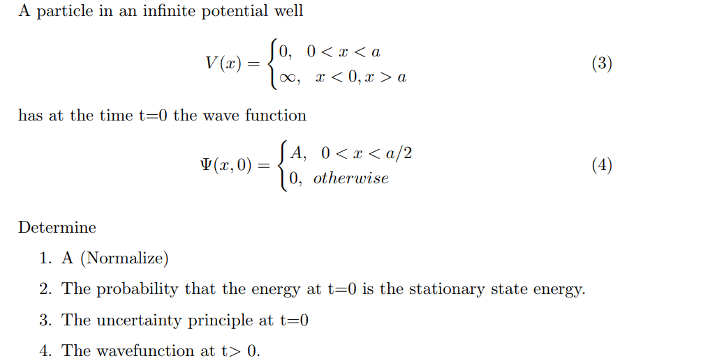 Solved A particle in an infinite potential well V (x) has at | Chegg.com