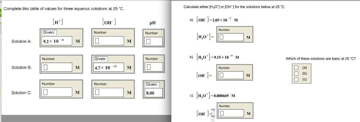 Solved Complete this table of values for three aqueous | Chegg.com