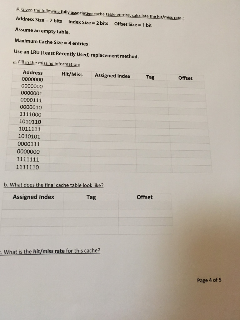 Solved 3 Given The Following Directly Mapped Cache Table Chegg Solved 3 Given The Following Directly Mapped Cache Table Chegg