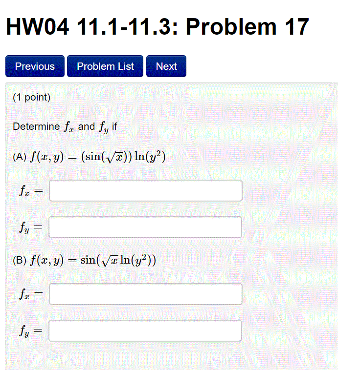Solved HW04 11.1-11.3: Problem 17 PreviouS Problem List Next | Chegg.com