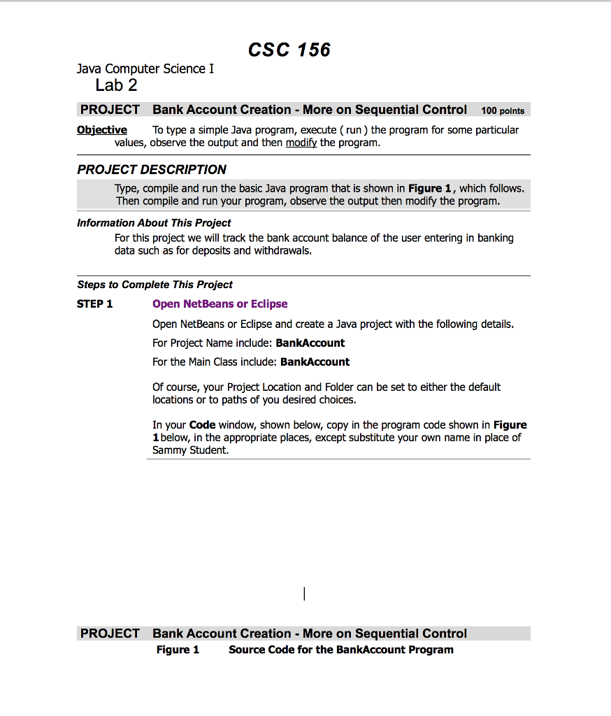 Solved CSC 156 Java Computer Science I Lab 2 PROJECT | Chegg.com
