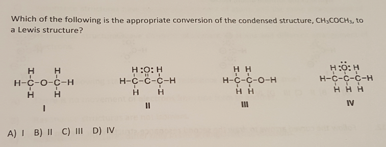 Lewis Structure Of Ch3coch3 Organic Chemistry I: Chapter 1 Flashcards