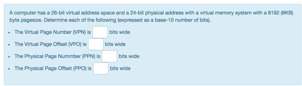 Solved A computer has a 26-bit virtual address space and a | Chegg.com