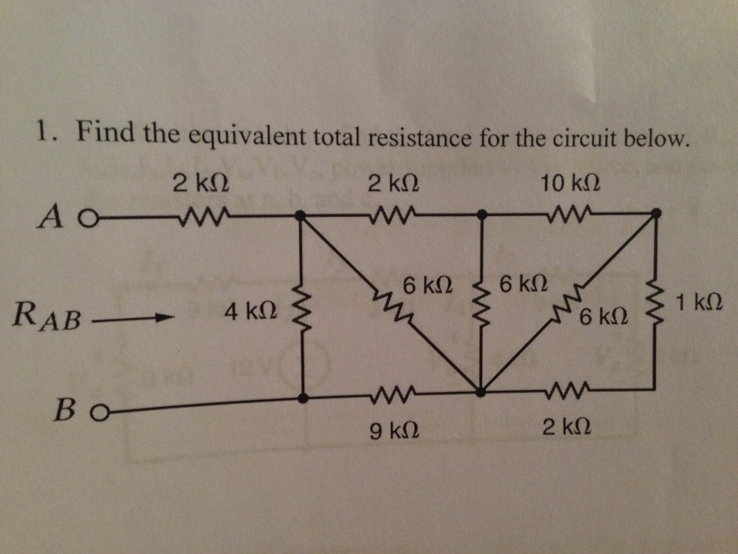 Solved Find the equivalent total resistance for the circuit | Chegg.com
