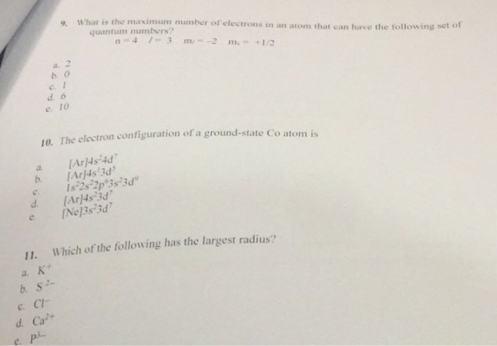 Solved What is the maximum number of electrons in an atom | Chegg.com