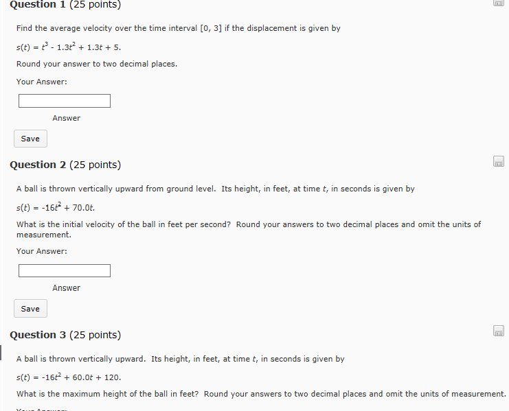 Solved Find The Average Velocity Over The Time Interval [0
