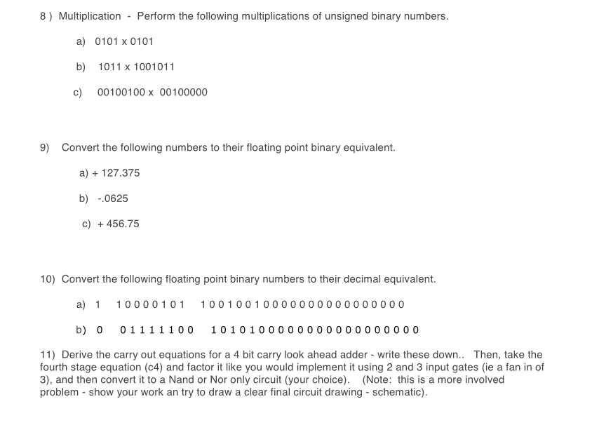Solved Multiplication - Perform the following | Chegg.com