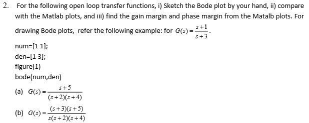 Solved For the following open loop transfer functions, i) | Chegg.com