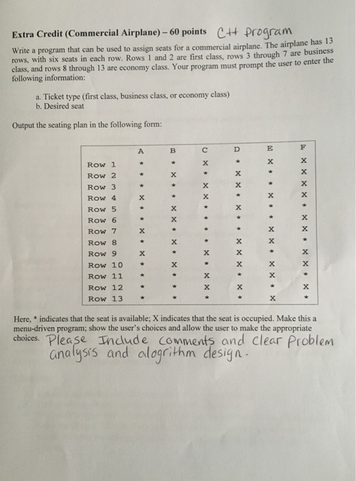 Solved Write a program that can be used to assign seats for | Chegg.com