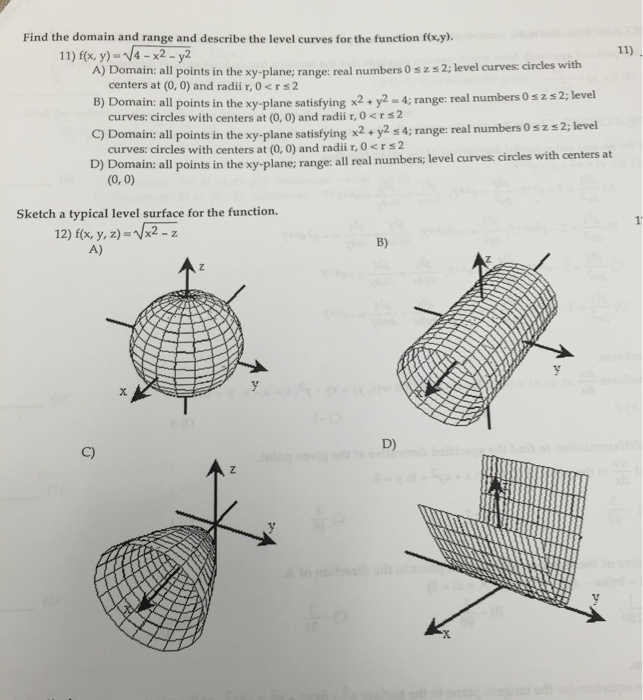 Solved Find the domain and range and describe the level | Chegg.com