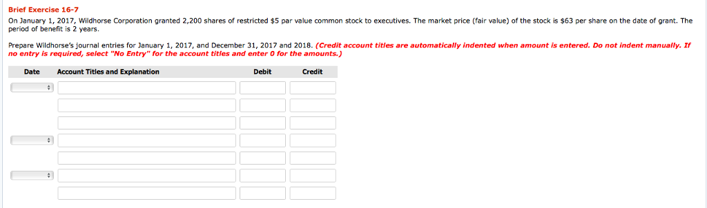 Solved Brief Exercise 16-7 On January 1, 2017, Wildhorse | Chegg.com
