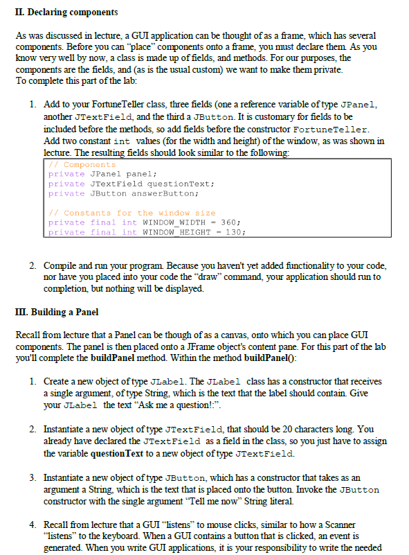 Solved This lab is meant to acquaint you with GUIs, which | Chegg.com