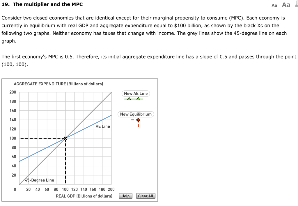 Solved 19. The multiplier and the MPC Aa Aa Consider two | Chegg.com