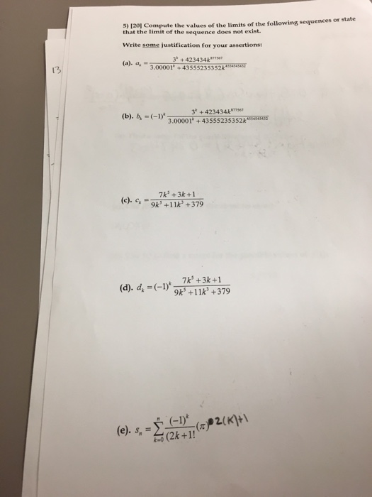 Solved Compute the values of the limits of the following | Chegg.com