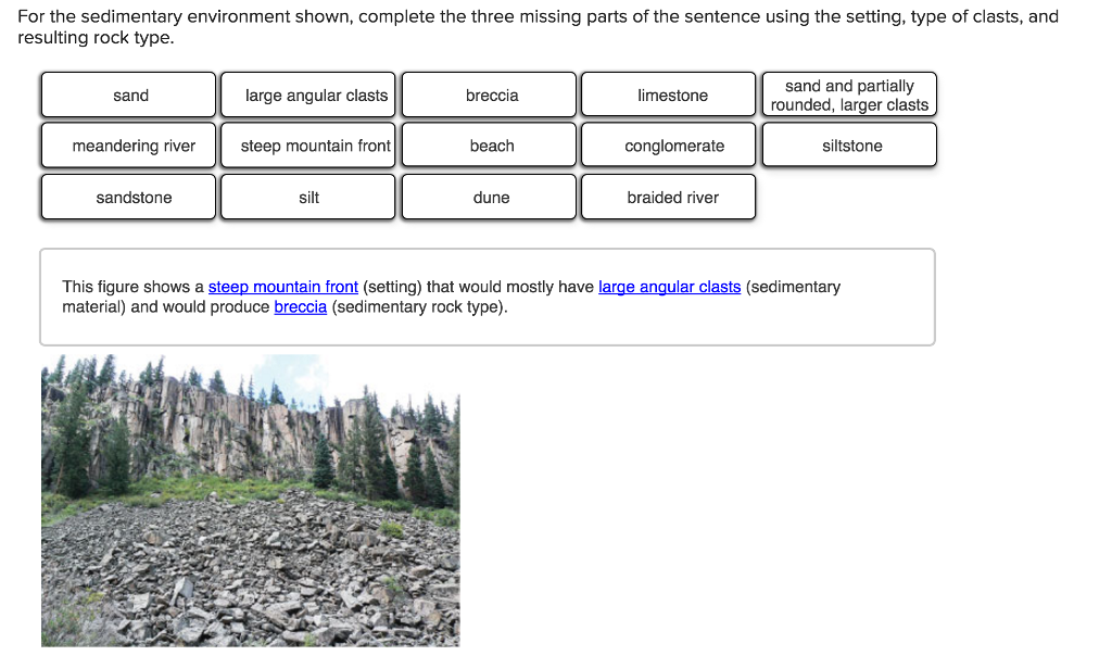 Solved For the sedimentary environment shown, complete the | Chegg.com