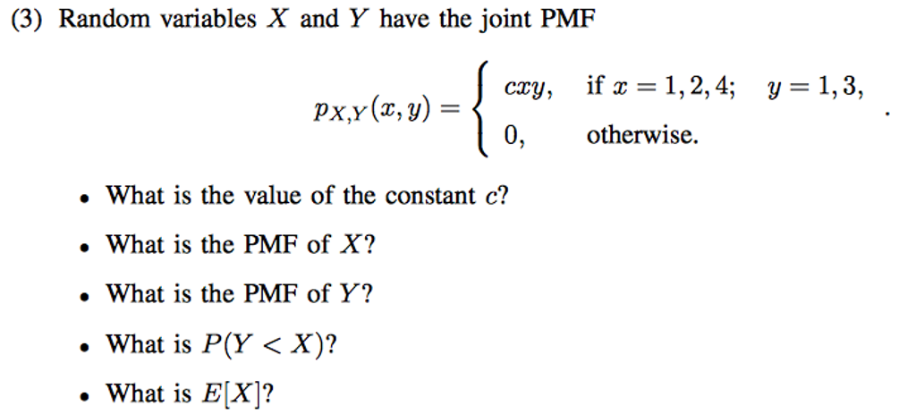 Solved Random variables X and Y have the joint PMF p x, y | Chegg.com