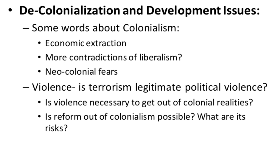 De-Colonialization and Development Issues: Some words | Chegg.com