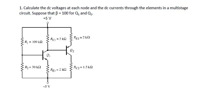 Calculate the dc voltages at each node and the dc | Chegg.com